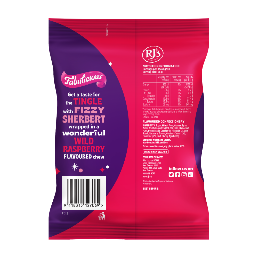 Fabulicious Raspberry Sherbert Fizz 200g – BulkPantry