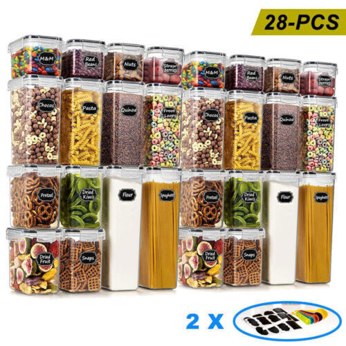 28-Piece Airtight Pantry Storage Containers with Lids for Kitchen Dry ...