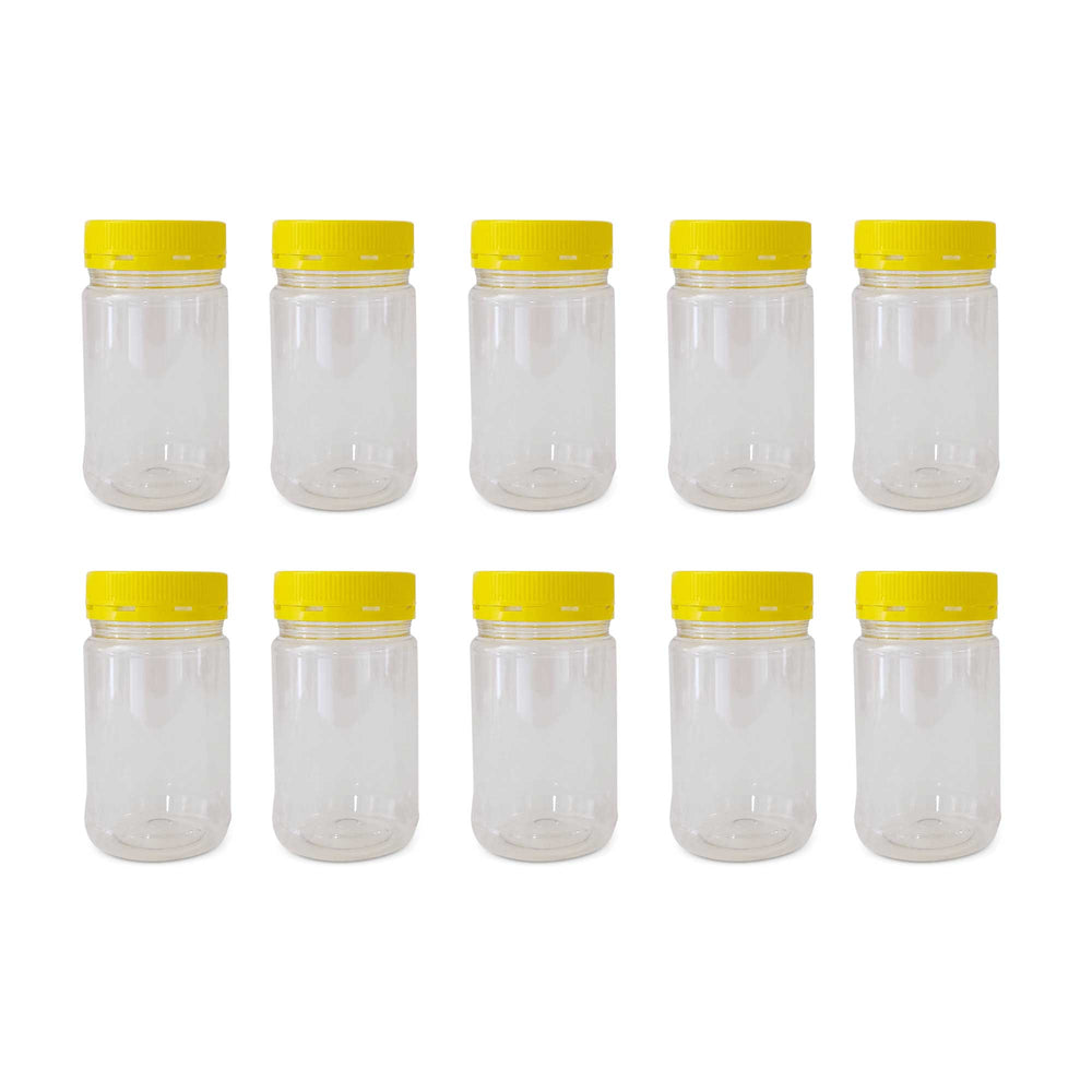 10x 500g Plastic Honey Jars + Lids - Round Clear Food Grade Packaging ...