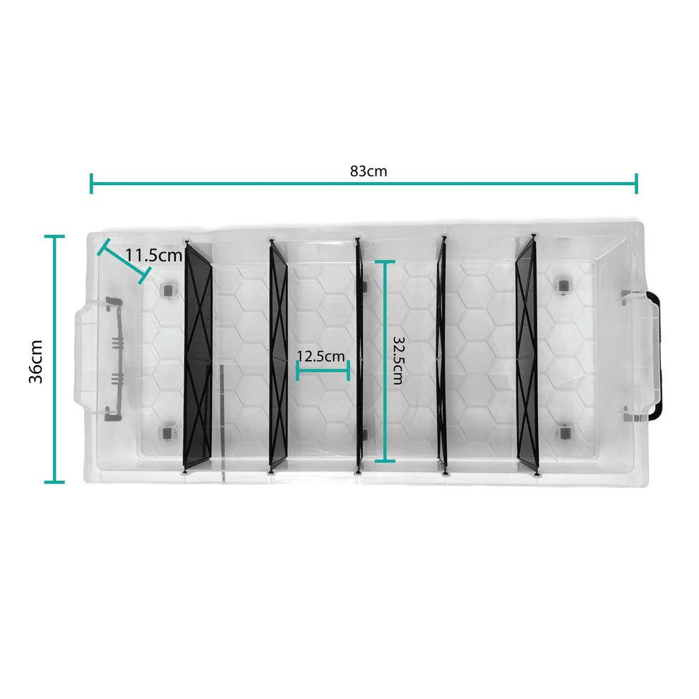 Under Bed 6 Compartment Storer with Wheels 27L Container Tub Storage U ...