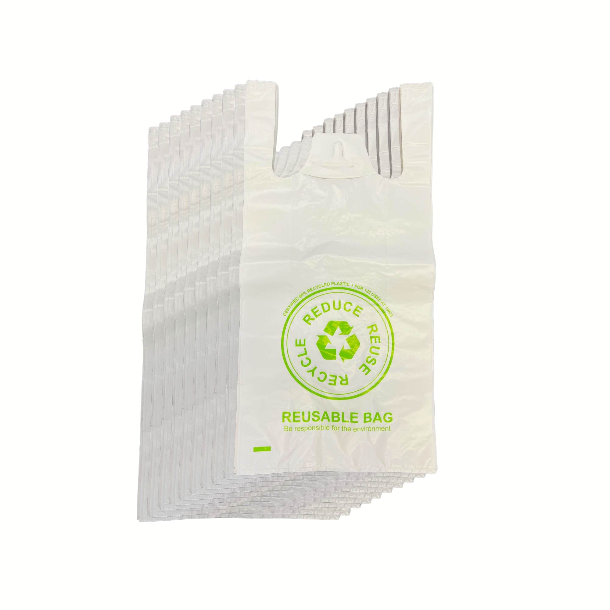 1000x Medium Reusable Plastic Singlet Shopping Bags 80% Recycled 38UM ...