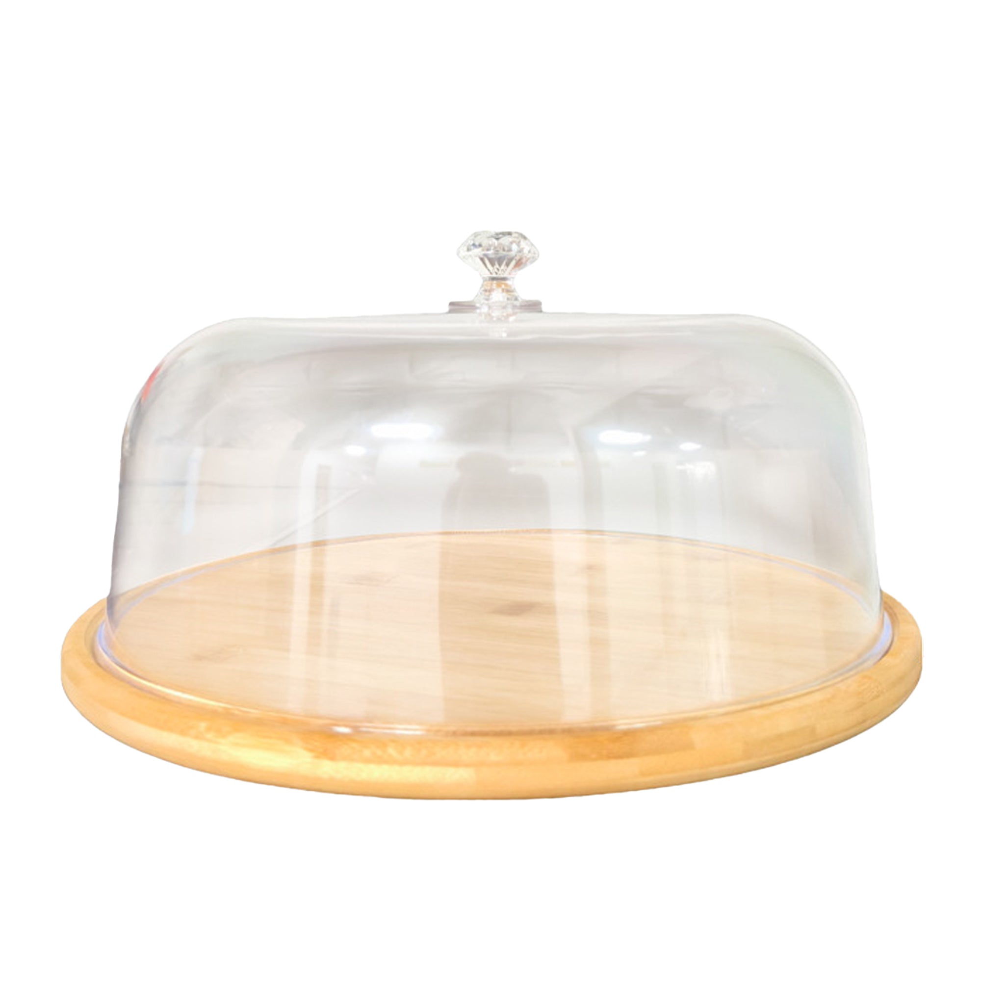 Kitchee 30cm Bamboo Cake Stand + Dome Acrylic Cover - Dessert Display ...