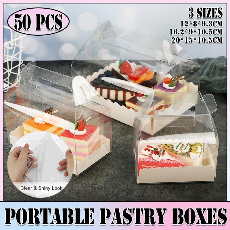 50PCS Portable Pastry Boxes Portable Cake Box Paper Cookie Boxes Sandw ...