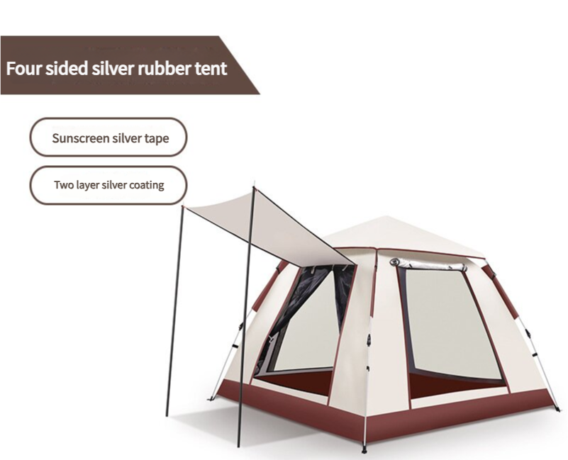 5-8 Person Square Camping Tent | Double-Layer Silver Coated Waterproof ...