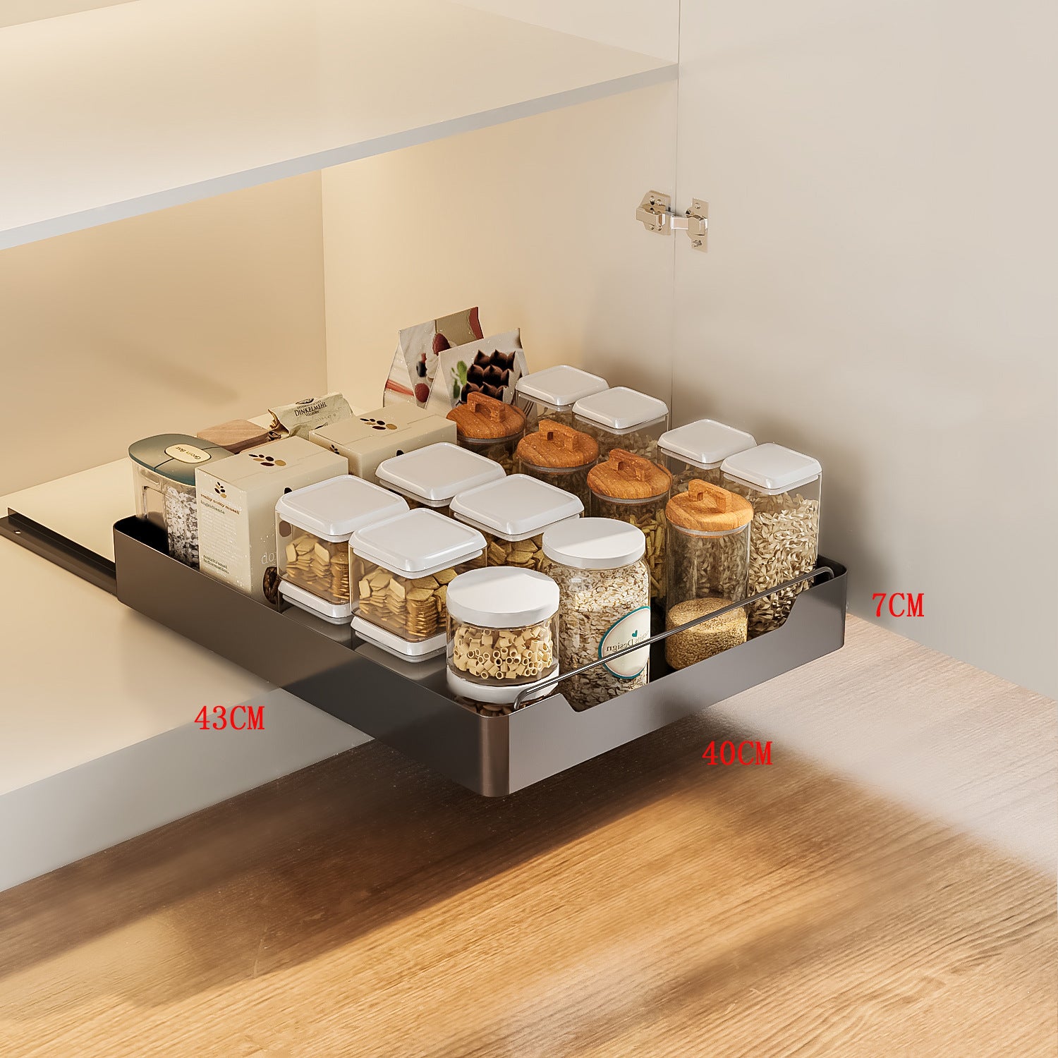Black Pull-Out Kitchen Drawer Organizer – Soft-Close Rails, 43x40x7cm ...