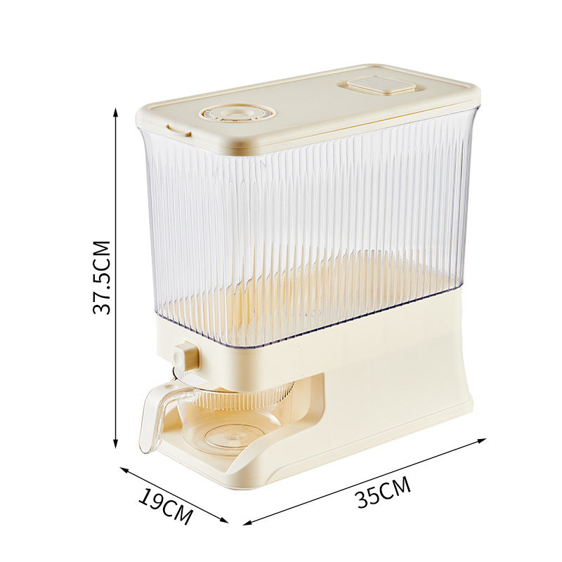 Transparent Cream White Smart Kitchen Rice Dispenser - Automatic Press ...