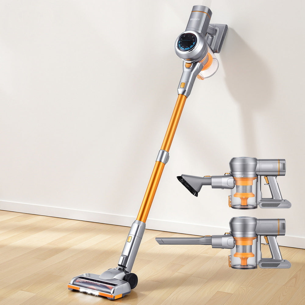Devanti 300W Stick Vacuum Cleaner Cordless Self-Standing Golden ...