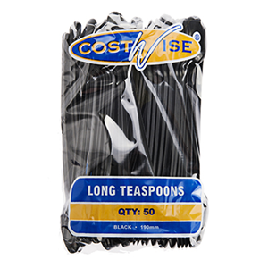 Plastic 50 Teaspoons Long Black – BulkPantry