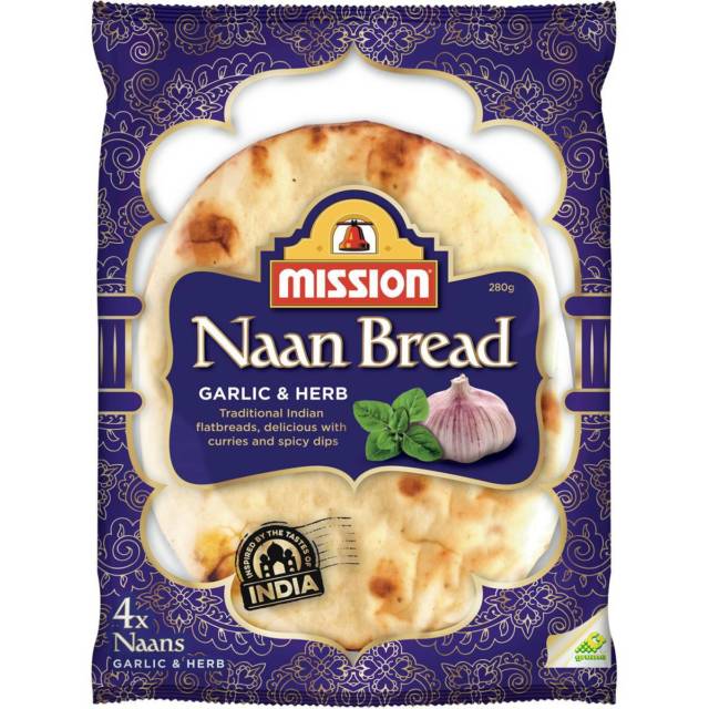 6X Mission Naan Bread Garlic & Hreb 4Pk 280G – BulkPantry